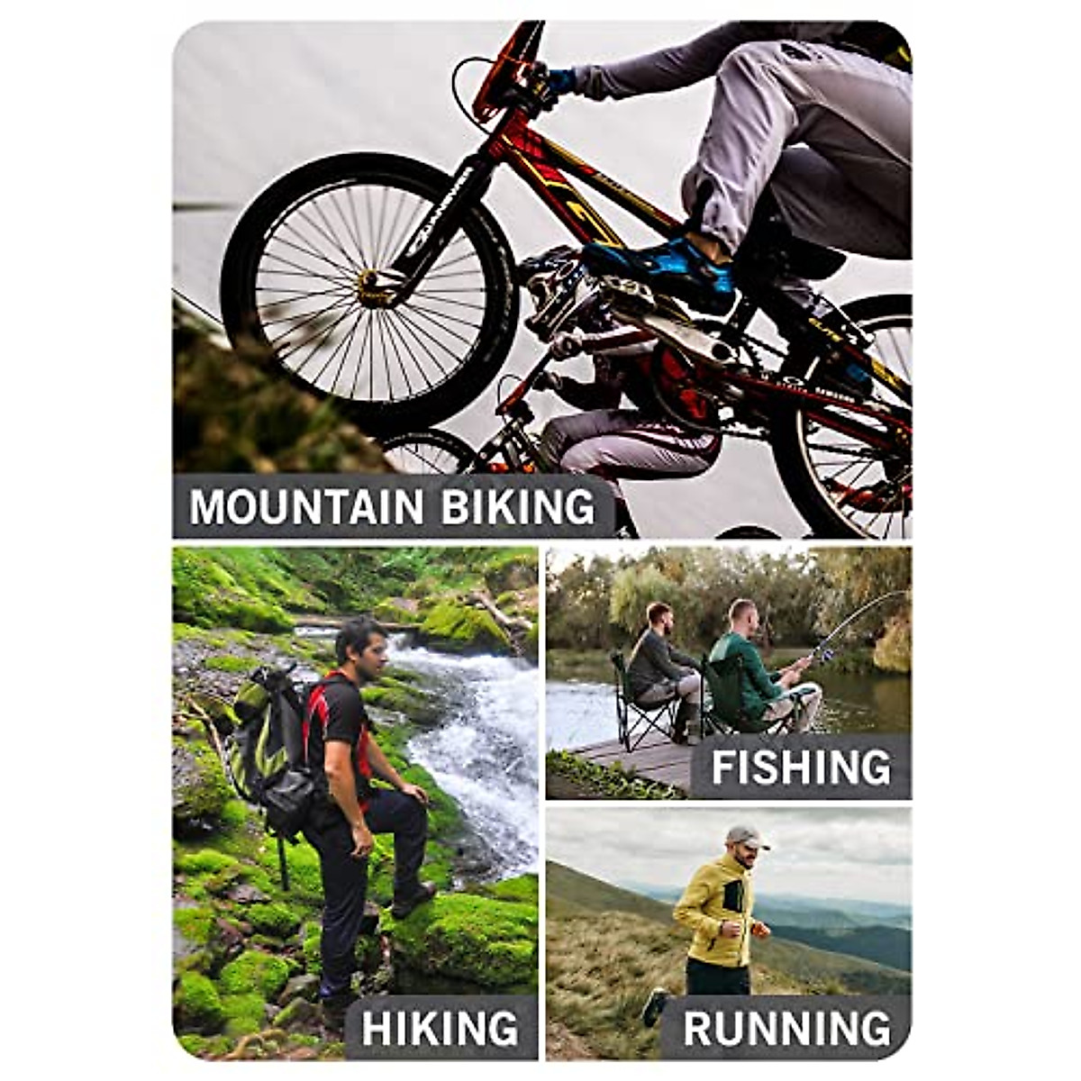 BALEAF Men's Mountain Bike Pants MTB Cycling Pants Hiking Running Gear Bicycle Biking Water Resistant Lightweight Outdoor Black 2XL