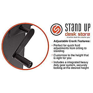 Stand Up Desk Store Crank Adjustable Height Rolling Standing Desk (Charcoal Frame/Natural Walnut Top, 56" Wide)