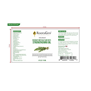 RootsGro 100% Natural Rosemary Mint Scalp Hair Oil - Blend of 30 Oils, Rosemary Oil, Peppermint Oil, Lavender Oil & More. Strengthens and Nourishes Hair Scalp | 4 ounce