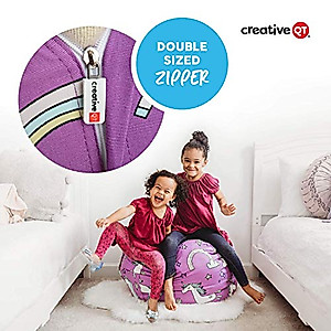 Creative QT Stuff ’n Sit Extra Large 38’’ Bean Bag Storage Cover for Stuffed Animals & Toys – Dinosaur Print – Toddler & Kids’ Rooms Organizer – Giant Beanbag Great Plush Toy Hammock Alternative