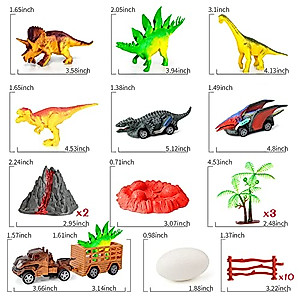 Deejoy Toy Truck, Dinosaur Transport Car with Dinosaur Toys, Dinosaur Pull Back car, Play mat, Dinosaur Identification Cards, Dinosaur Playset Birthday Gift for Kids Boys Grils 3 4 5 6 7