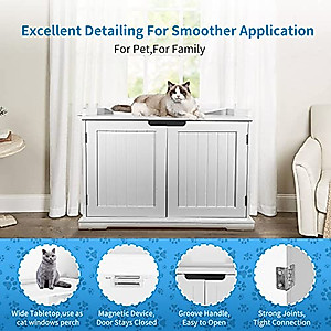 Extra Large Cat Litter Box Enclosure,Wooden Cat Box Enclosure Indoor Fit Most of Litter Box Decorative Box Furniture with Double Doors Cat Box Furniture Hidden