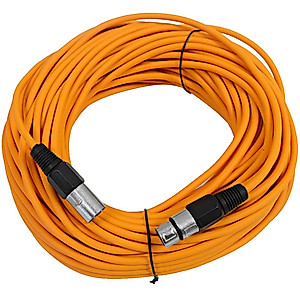 SEISMIC AUDIO - SAXLX-100 - 100' Orange XLR Male to XLR Female Microphone Cable - Balanced - 100 Foot Patch Cord