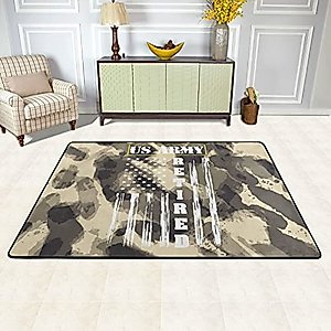 Army Retired American Flag Area Rug Living Room Bedroom Kitchen Sofa Bedside Carpet Floor Mats 72"X48"
