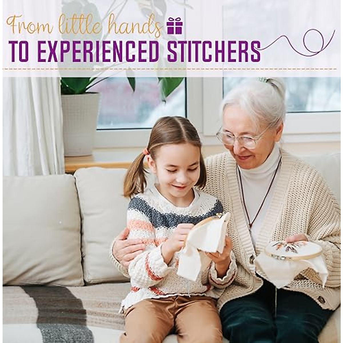 ARTIFICAY 4Set Embroidery kit for Beginners with Embroidery Patterns, Embroidery Kits for Kids, Needlepoint Kits for Beginners, Beginner Embroidery kit for Adults, Ideal Hand Embroidery kit to Learn