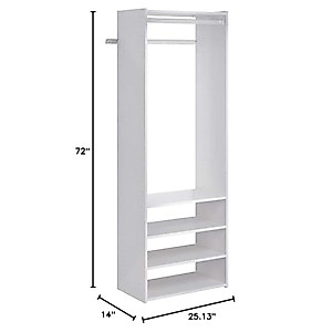 Easy Track PH34-WH Premium Tower Closet Storage Wall Mounted Wardrobe Organizer Kit System with Adjustable Shelves, Hanging Rod, and Hardware in White