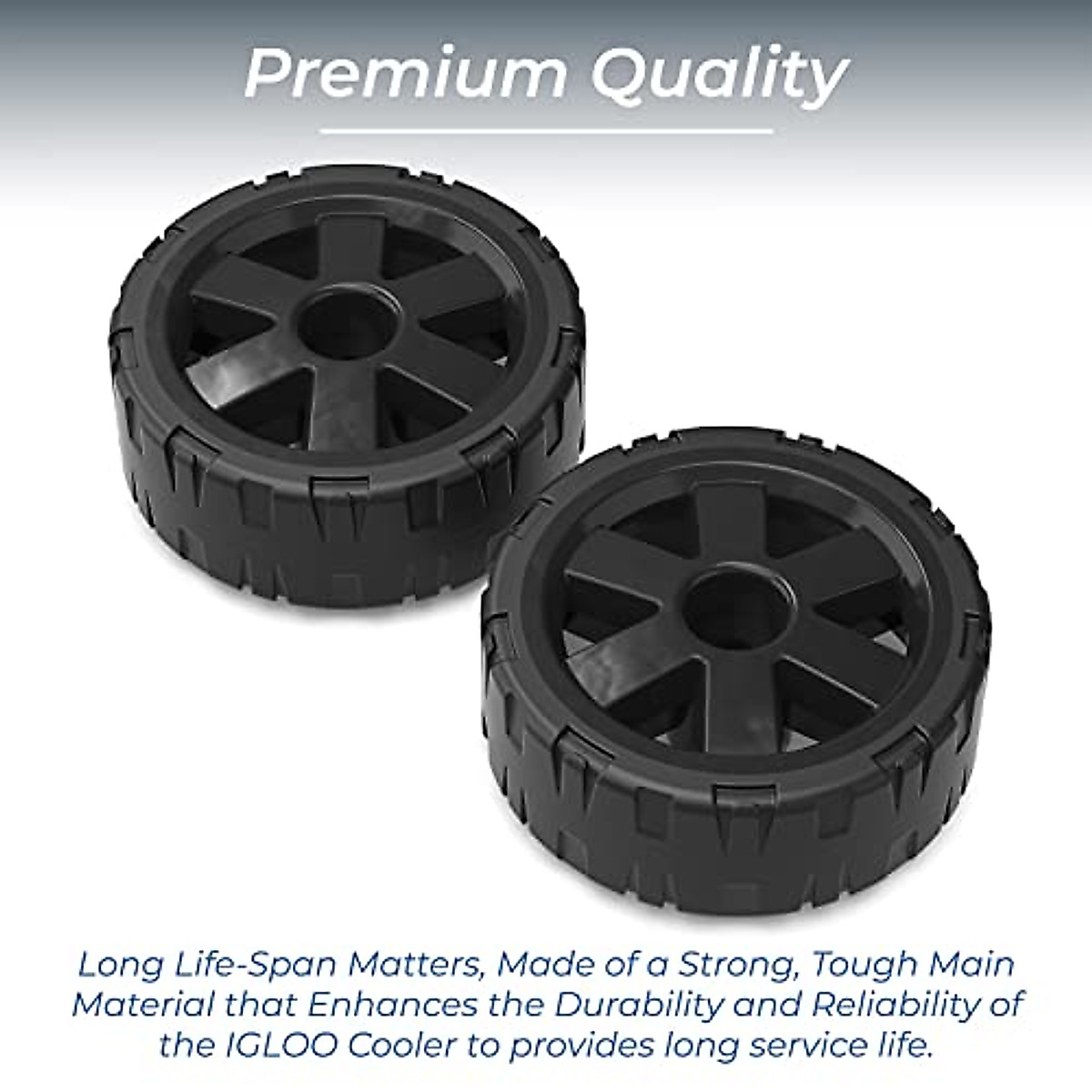 ZAITOE Heavy-Duty Cooler Wheels Replacement for Igloo 5 Gal Beverage Rollers, Igloo Ice Cube 60 QT & 70 QT Rollers, 4 Inch, Black (2 Pack)