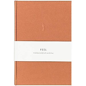 Promptly Journals, Blank Journal: THINK/BELIEVE/FEEL (Dusty Rose, Pink, Linen) | Layflat Notebook | Ruled Journal | Journal Notebook | Gifts for Women and Men