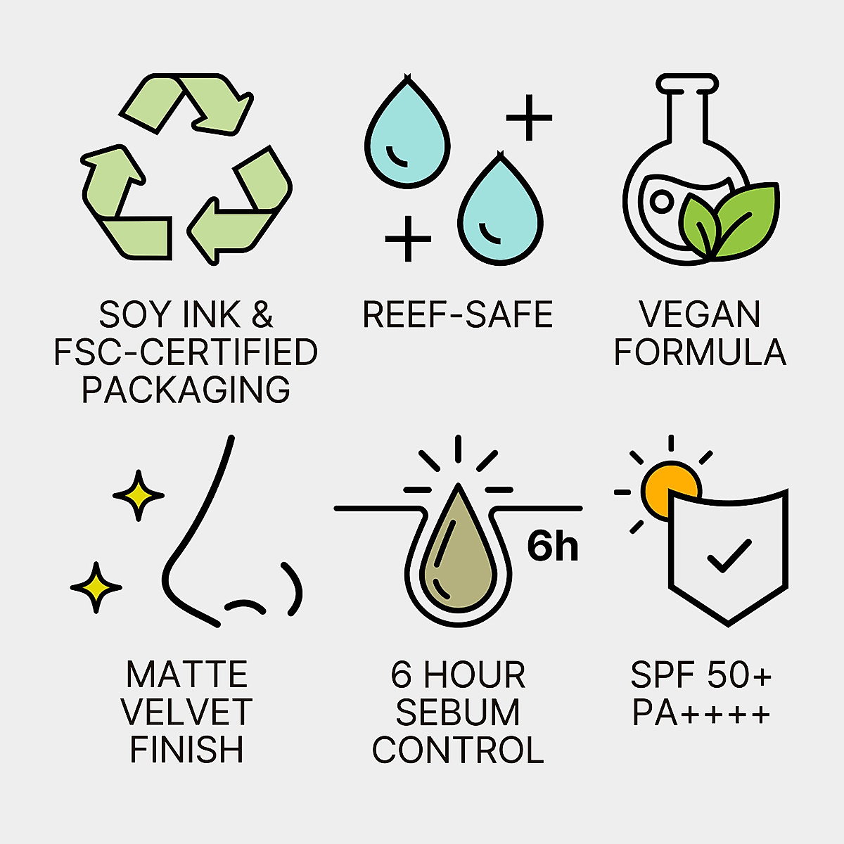 MAKEPREM No Sebum Sun Cream UV Defense SPF 50+ PA++++ Reef-safe, Ocean Friendly Sunscreen Sunblock - 1.7 Fl Oz, UV Protection Non-nano