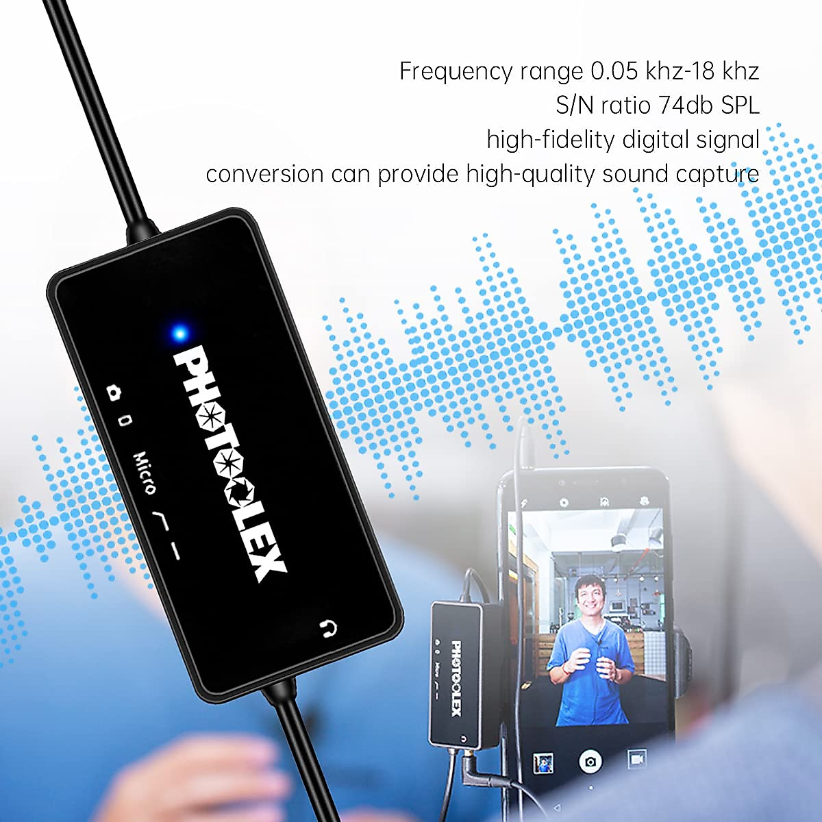 PHOTOOLEX Professional Lavalier Lapel Microphone Omnidirectional Condenser Mic for iPhone Android Smartphone,Podcasting, Recording, DSLR, Camera, Smartphone, PC, Laptop (236in)