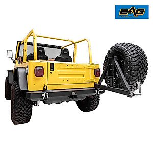 EAG Classic Rear Bumper with Tire Carrier Black Textured Fit for 87-06 Wrangler TJ YJ