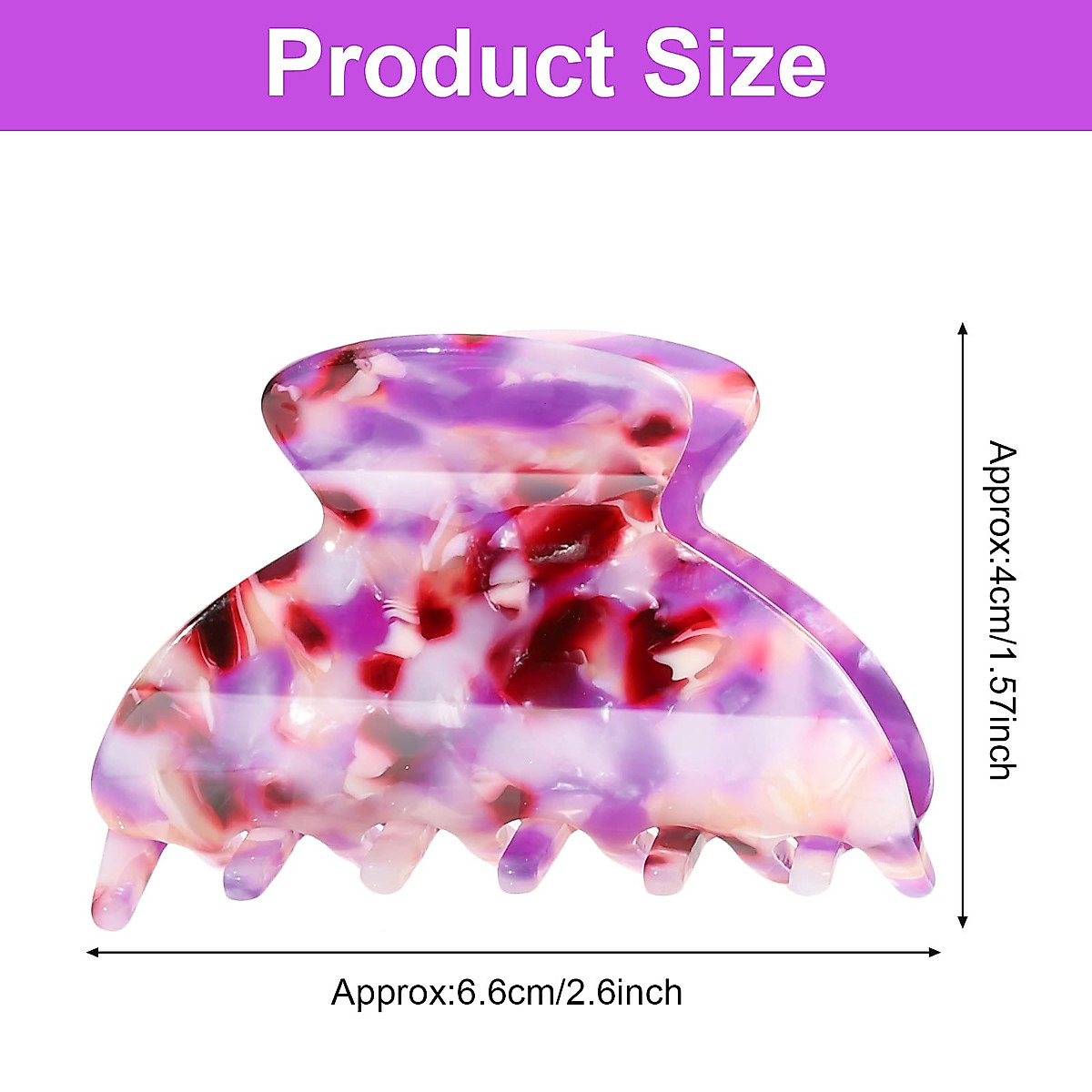 WILLBOND 6 Pieces Medium Hair Claw Clips for Thin Hair 2.6 Inch Tortoise Shell Clip Banana Jaw Hairpin French Style Barrettes Head Accessories for Women Girls(Cute Patterns)