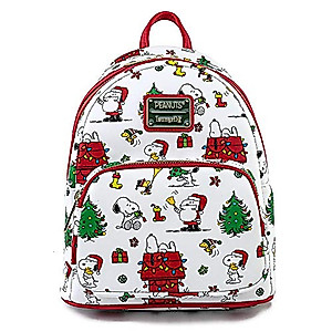 Loungefly Peanuts Snoopy Holiday AOP Adult Womens Double Strap Shoulder Bag Purse