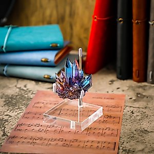Suzile 4 Pcs Adjustable Metal Arm Display Stand Easel with Acrylic Base Rock Display Easel Holder Acrylic Easel Crystal Display Stand Clear Plate Stand for Geodes Mineral Agate (2 x 2 x 3.5 Inch)