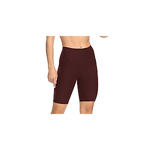 LastFor1 Women's 8" Volleyball Shorts High Waist Yoga Shorts Compression Workout Running Athletic Shorts Wine Red XXL
