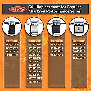 Hisencn Grill Replacement Parts for Charbroil Performance 475 4 Burner 463377319 463347017, 463361017, 463673017, 463376018P2, 304 Stainless Steel Grill Parts Kit and Grill Grates for Charbroil Grill
