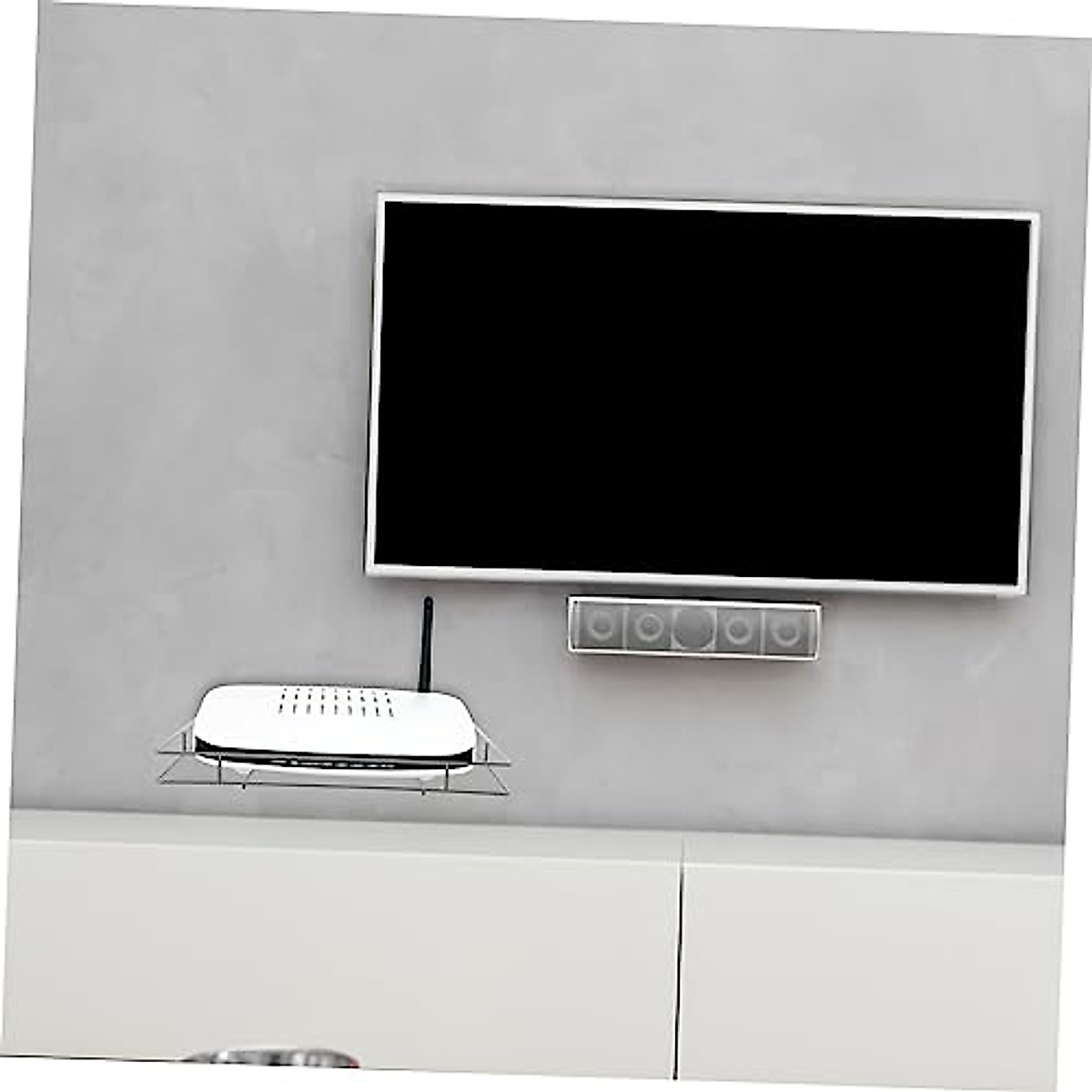 Cabilock Iron Nail- Router Storage Rack Bathtub Faucet Handles Bathroom Decor Tv Lower Row Small Wall Shelves Tv Top Shelf Router Shelf No Drill Tv Mount Wall Hanging Storage Rack Grey