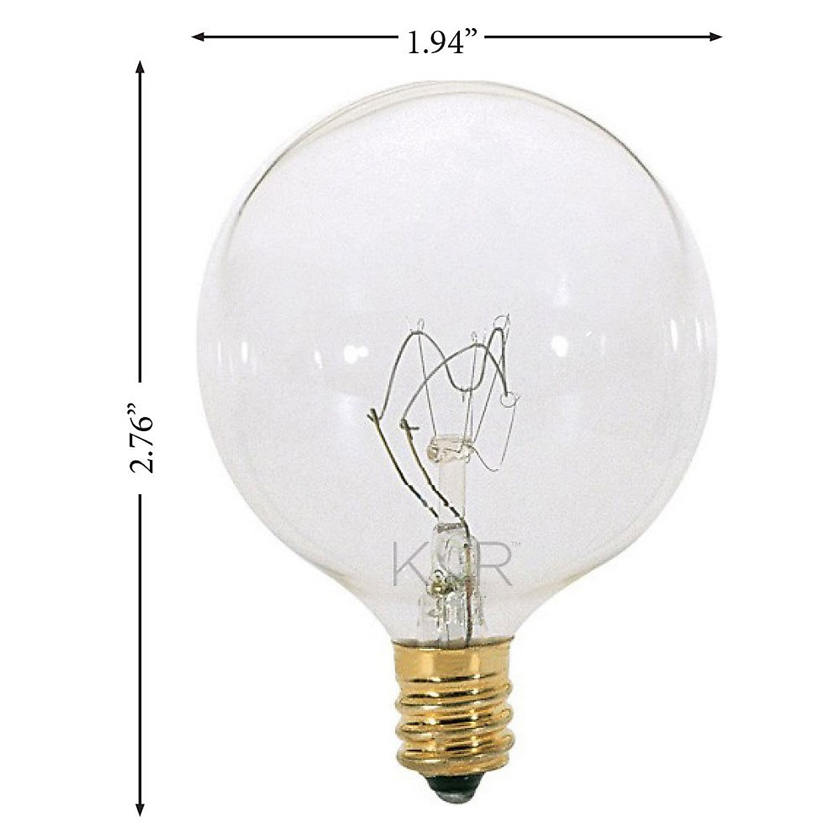KOR (Pack of 10) G16.5 Clear FinshDecorative (E12) Candelabra Base Globe Shape Incandescent 120V G16 1/2 Light Bulbs (15)