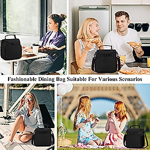 UYLIA Lunch Box for Men,Insulated Lunch Bag Women with Adjustable Shoulder Strap, Cooler Bag with Drinks Holder for Adult Work Picnic Beach Workout (Black, Medium)