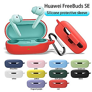 BRAIYV 2 Pack Soft Silicone Protective Case Cover Compatible with Huawei Freebuds SE Earbuds, Protective Skin Sleeve with Carabiner,Blue