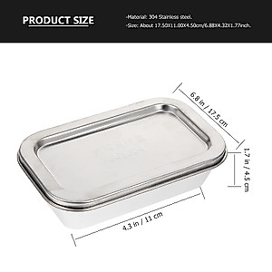 Cabilock 1pc Box Stainless Steel Storage Box Container for Food Holder Silver Serving Tray Vegetable Refrigerator Organizer Utensil Case Lid Butter 304 Stainless Steel Sealing Cap