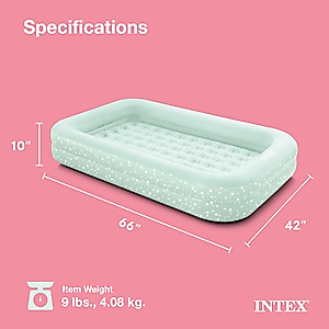 Intex Kids Travel Air Mattress Inflatable Bed Set with Raised Sides and 120V Electric Quick Fill Air Pump with 3 Interconnected Nozzles