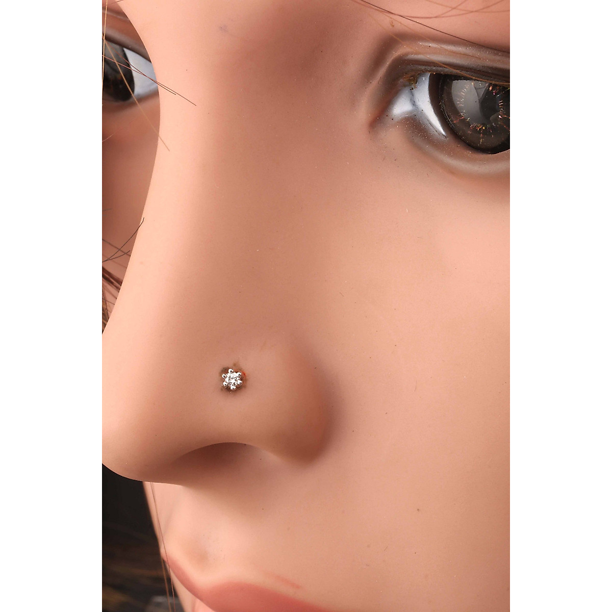 Demira Jewels Handcrafted 14K White Gold Diamond Nose Stud - 6mm Post Length, 1.2mm Thickness, Conflict-Free Diamonds.