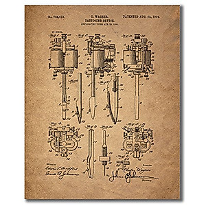 Tattoo Artist Patent Prints - Set Of 4 Vintage Wall Art Photos