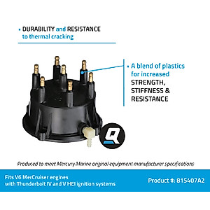 Quicksilver 815407A2 Distributor Cap Kit for Marinized, V-6 MerCruiser Engines Made by General Motors with Thunderbolt IV and V HEI Ignition Systems