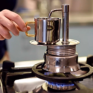 Kings County Tools Stovetop Single Spout Espresso Maker | Stainless Steel Coffee Machine | Dark & Rich Brew Flows in Minutes | No Frill Operation | Use on Stove at Home or Camping