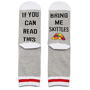 POFULL Foodie Gift Snacks Lover Gift If You Can Read This Bring Me A Snack Novely Socks For Women Girls (BRING ME SKITTLES Socks)