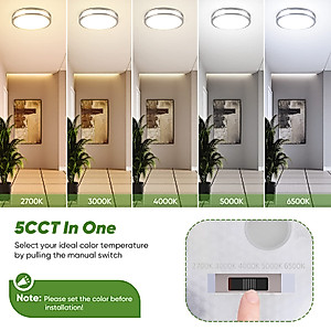 36W LED Ceiling Lights for Bedroom Kitchen, 3600lm Super Bright, Dimmable Flush Mount Light Fixtures 6500K/5000K/4000K/3000K/2700K Adjusted Modern Lamps 2PACK, 13 Inch, Nickle