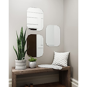 KOHROS Wall Silver Backed Mirrored Glass Panel Best for Vanity, Bedroom, or Bathroom (18"x 24"), Sliver