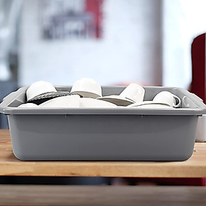 Callyne 4-Pack 32 L Plastic Commercial Bus Box, Large Bus Tubs, Gray