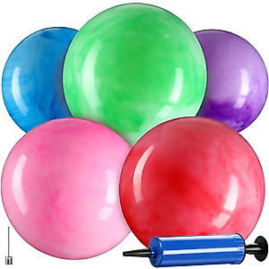 Threan 6 Pieces Bouncing Ball for Kids Marbleized Bouncy Balls Inflatable Ball Pump with Air Needle Colorful Bouncy Balls Cloud Bouncing Balls for Pets Adults Handballs Playground(8.5 Inches)