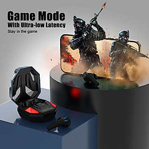 comiso Wireless Earbuds, Gaming Earphones Ultra-Low Latency HI-FI Stereo Sound Bluetooth in-Ear Headphone with Microphone Clear Call 30H Playtime for Workout Running Game Mode