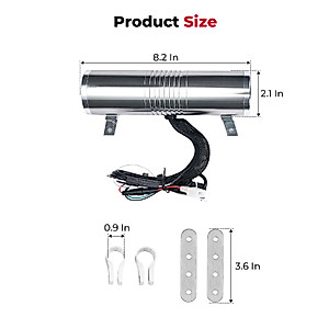 KEMIMOTO Motorcycle Speaker, ATV Motorcycle Stereo Speaker, Waterproof Motorcycle Radio Sound Bar 0.7-1 in, 60 Watts Max Built-in Amplifier, AUX in, USB, Bluetooth-Compatible, FM Radio, Silver