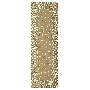 Superior 100% Cotton Printed Wildflower Runner Rug, 2' 6" x 8', Beige