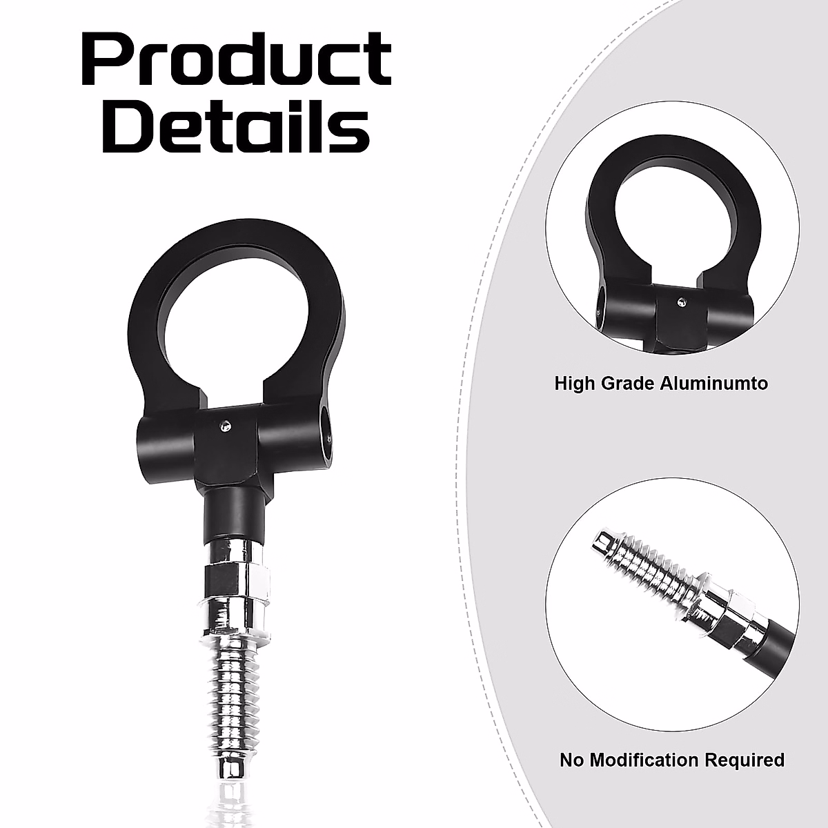 Car Front Bumper Tow Hook, Metal Bumper Pulls Trailer Rotary Tow Hooks, Universal Foldable Auto Repair Parts, Suitable for Truck SUV Car (Black)