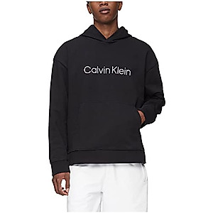 Calvin Klein Men's Relaxed Fit Logo French Terry Hoodie, Black Beauty, Small