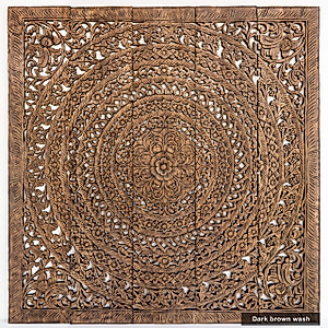 Moroccan Queen Headboard Coastal Bedroom - Home Decoration Furniture Wall Art Panels Hand Carved Reclaimed Teak Wood Thailand 60 Inches