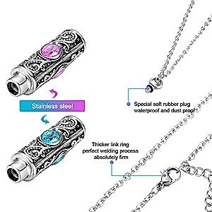 2 Pieces Crystal Cremation Urn Necklace for Ashes Cremation Urn Pendant Cremation Jewelry with Storage Bags for Human Stainless Steel Memorial Keepsake Pendant Charm Ashes Jewelry (Purple, Blue)