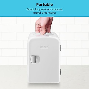 Chefman - Iceman Mini Portable White Personal Fridge Cools Or Heats & Provides Compact Storage For Skincare, Snacks, Or 6 12oz Cans W/ A Lightweight 4-liter Capacity To Take On The Go