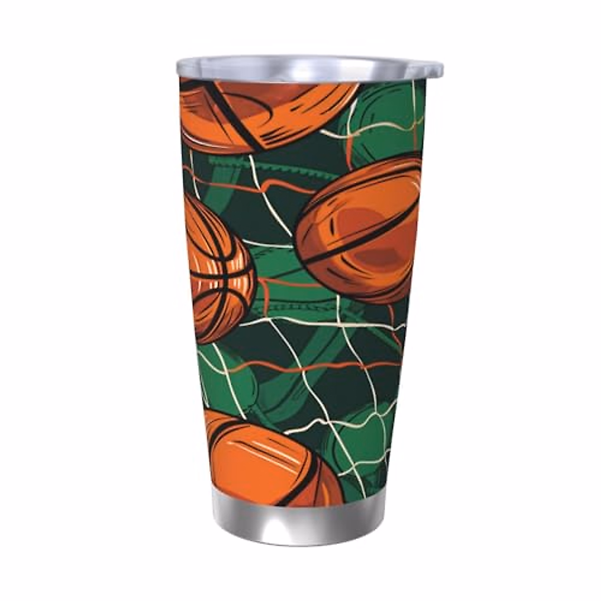 AYCZN Basketball Sport 20 OZ Tumbler Stainless Steel Travel Coffee Mug, Ball Insulated Water Bottle with Lid and 2 StrawsLeakproof Thermal Cup