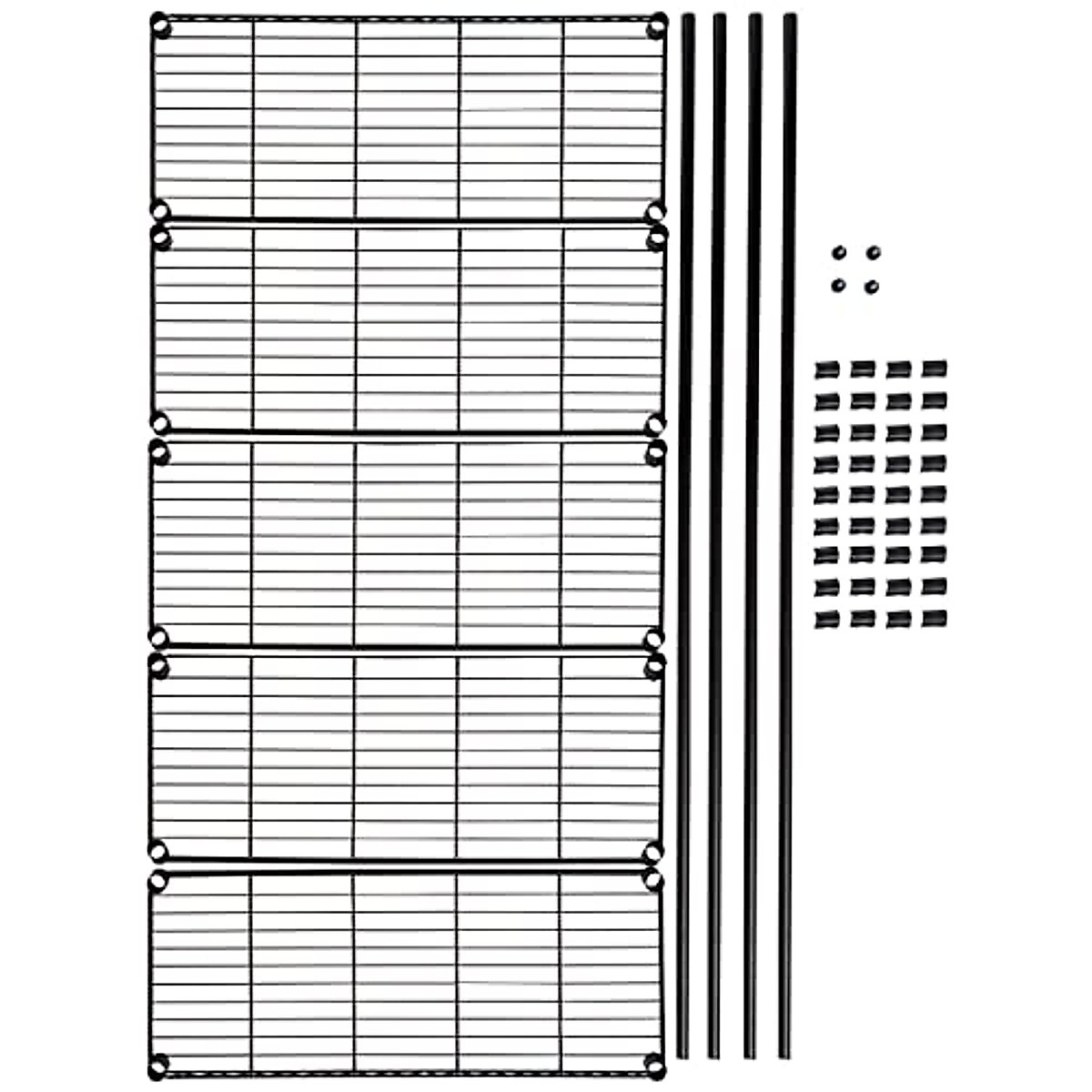 Amazon Basics 5-Shelf Storage Unit with Height Adjustable Shelves and Foldable Storage Cubes (6 Pack), Black