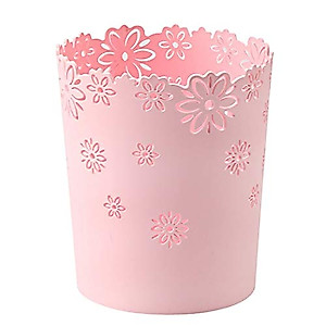 VIUJUH Wastebasket, Hollow Flower Shape Plastic Lidless Wastepaper Baskets Trash Can-M A2301