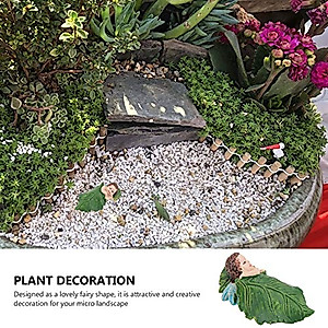 Cabilock 5pcs Fairy Garden Figurines Miniature Sleeping Angel Ornament DIY Fairies Figure Dollhouse Decoration for Landscape Scenes Bonsai Crafts Flower Pots Accessories Green