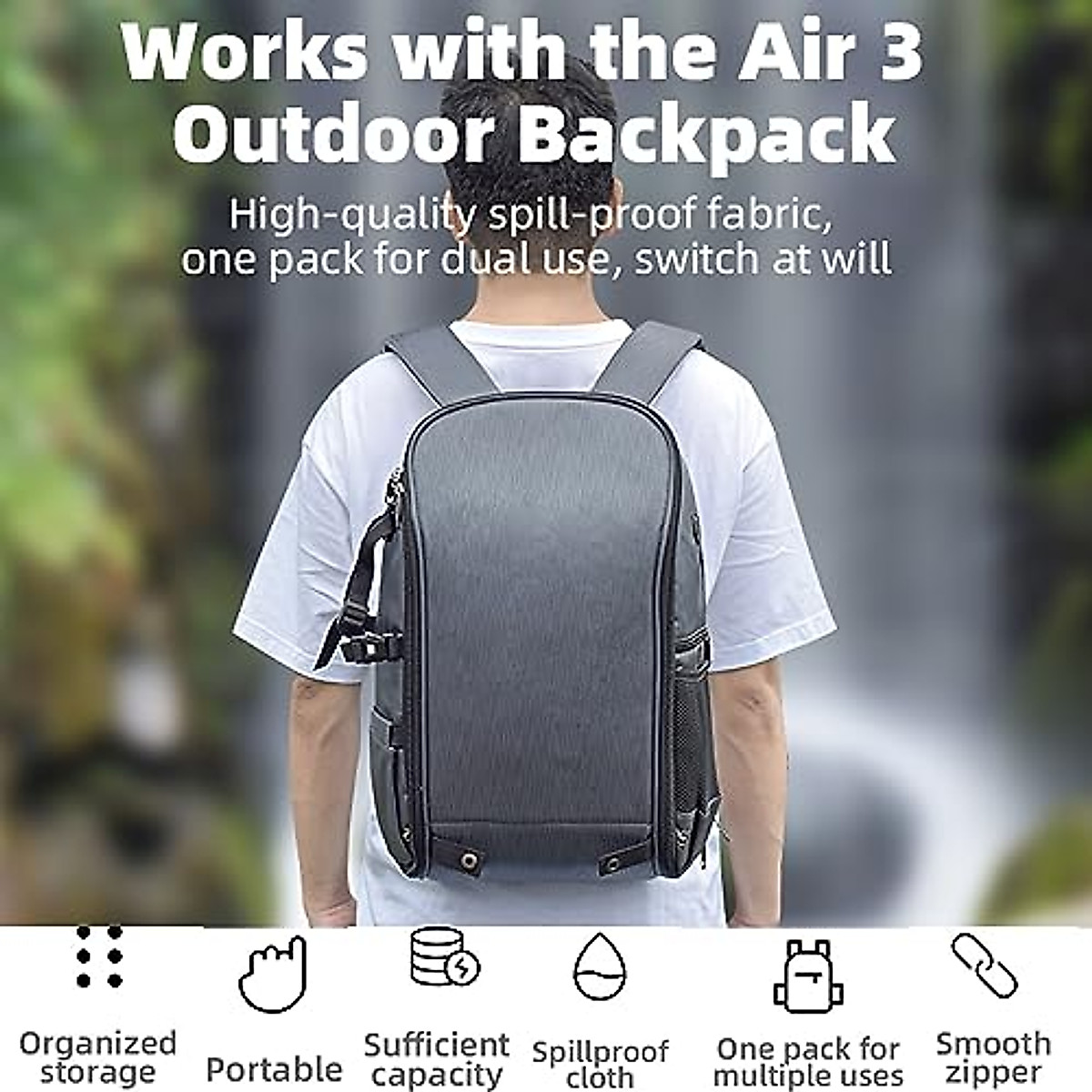 Honlyn Storage Bag for DJI Air 3/FPV Combo/Avata Drone Backpack Remote Control Handle Waterproof Case for Glasses 2/V2 Accessories (Gray)