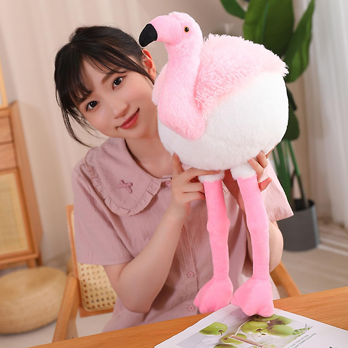 Soft Round Stuffed Flamingo Animal Plushie Fat Flamingo Plush Toys for Home Decor Cuddly Flamingo Pillow Hugging Flamingo Doll Gift for Kids or Lover (Pink, 19.7 Inch (from Head to feet))