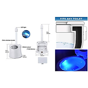 The Original Toilet Night Light Gadget, Fun Bathroom Lighting Add on Toilet Bowl Seat, Motion Sensor Activated LED 9 Color Modes - Weird Novelty Funny Birthday Gag Gifts for Men, Dad, Kids & Toddlers